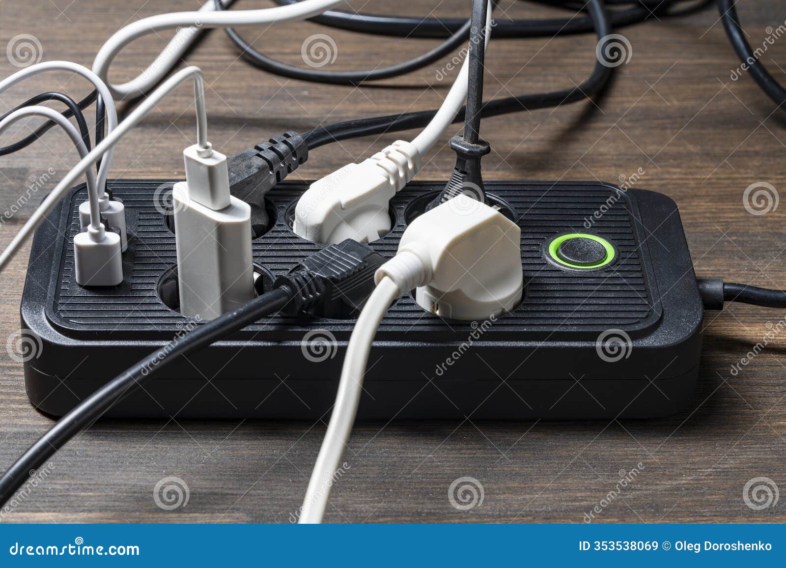 AC Outlet Multiprise Power Strip with USB Plugs at Home. Electrical ...