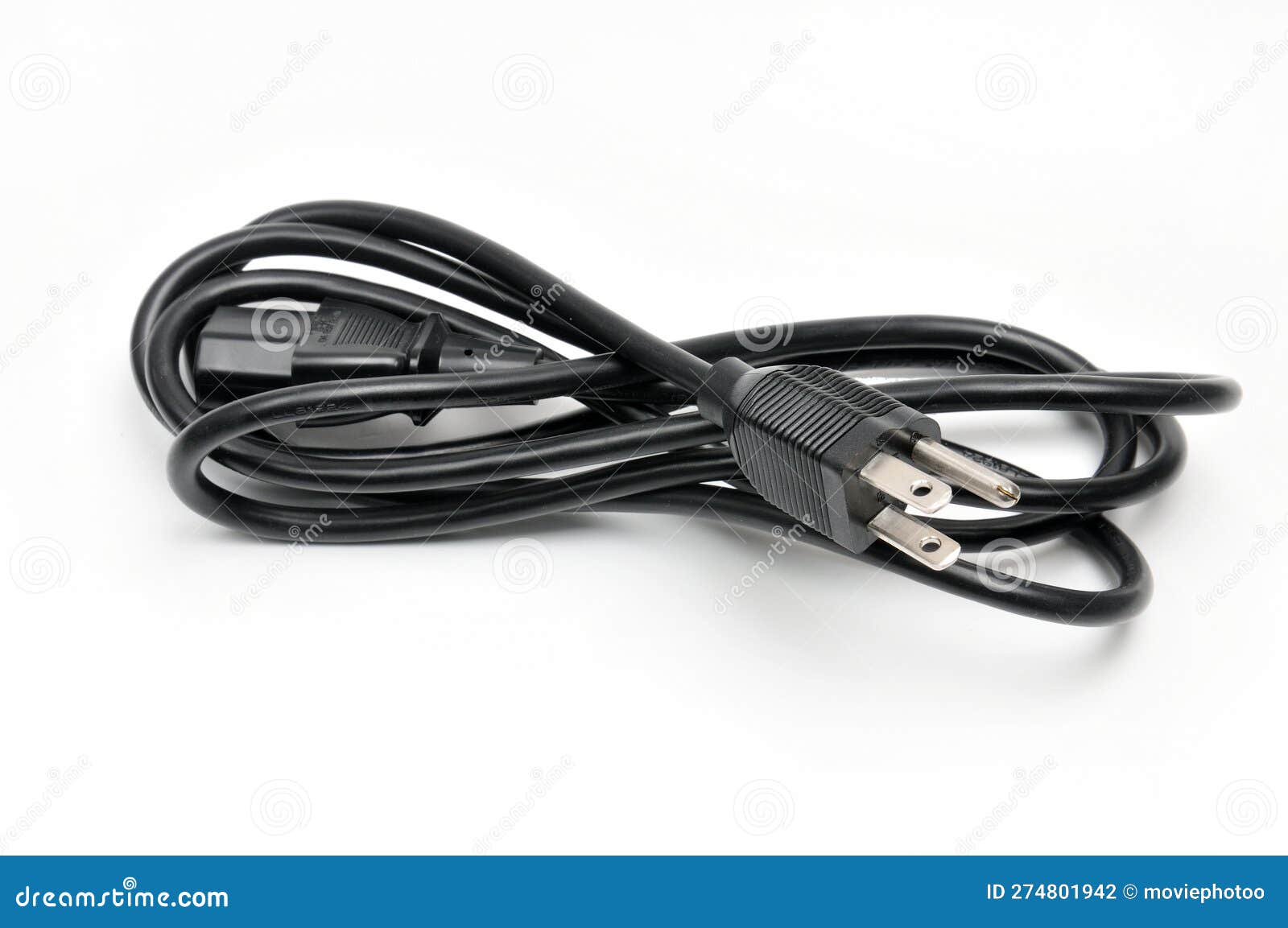 AC Power Plug American Standard and Cable on a White Background Stock ...