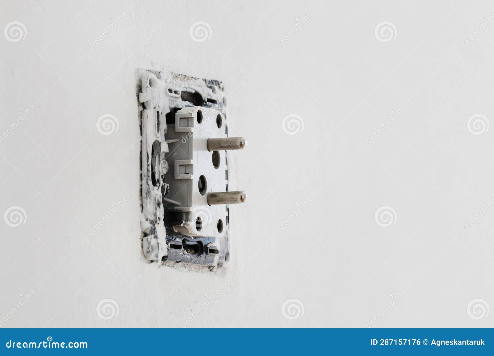 AC Power Plug during the Instalation on the Wall Stock Photo - Image of ...