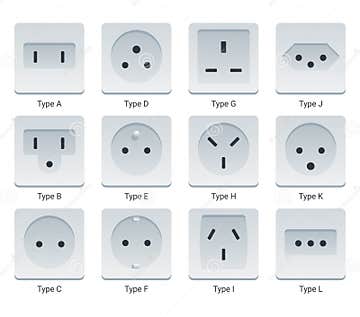 AC Power Sockets for Different Types of Plugs Stock Vector ...