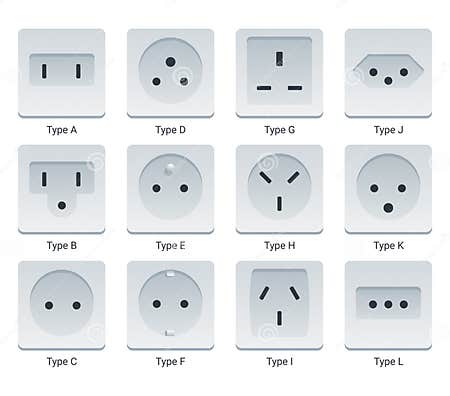 AC Power Sockets for Different Types of Plugs Stock Vector ...
