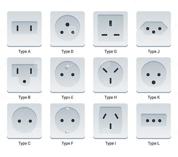 AC Power Sockets for Different Types of Plugs Stock Vector ...