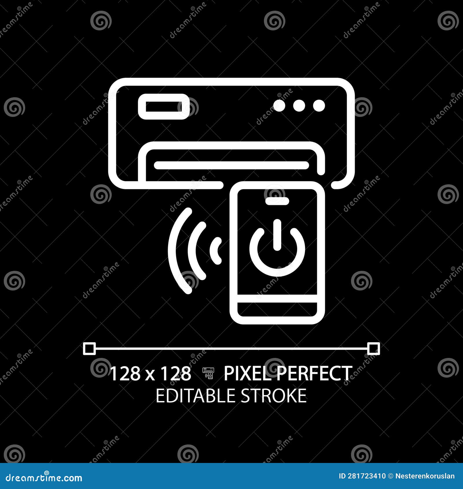Ac Remote Control White Linear Icon for Dark Theme Stock Vector ...