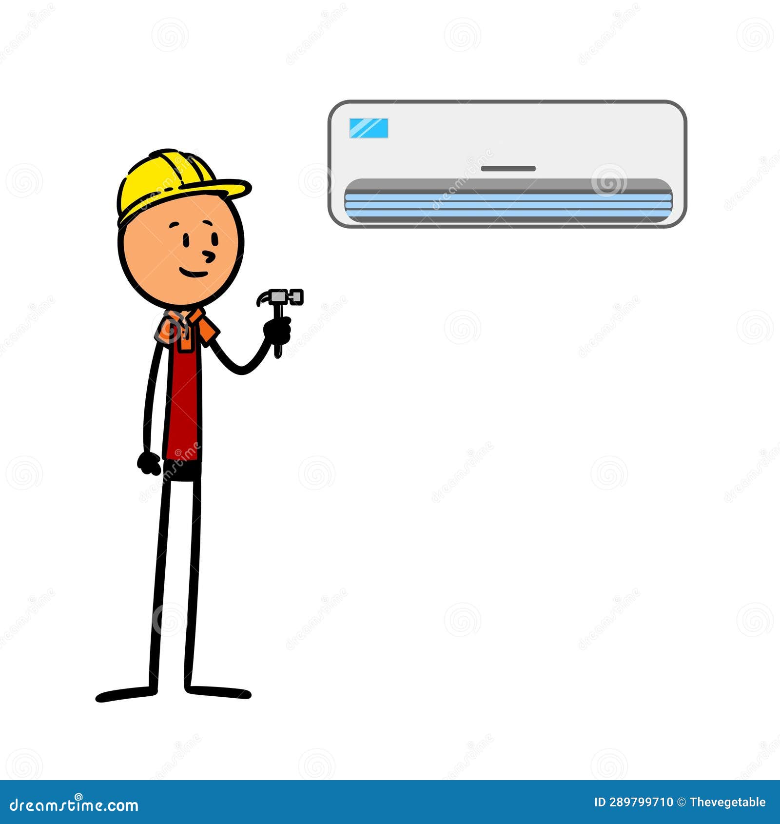 Ac Repairman Fix the Problem Stock Illustration - Illustration of ...