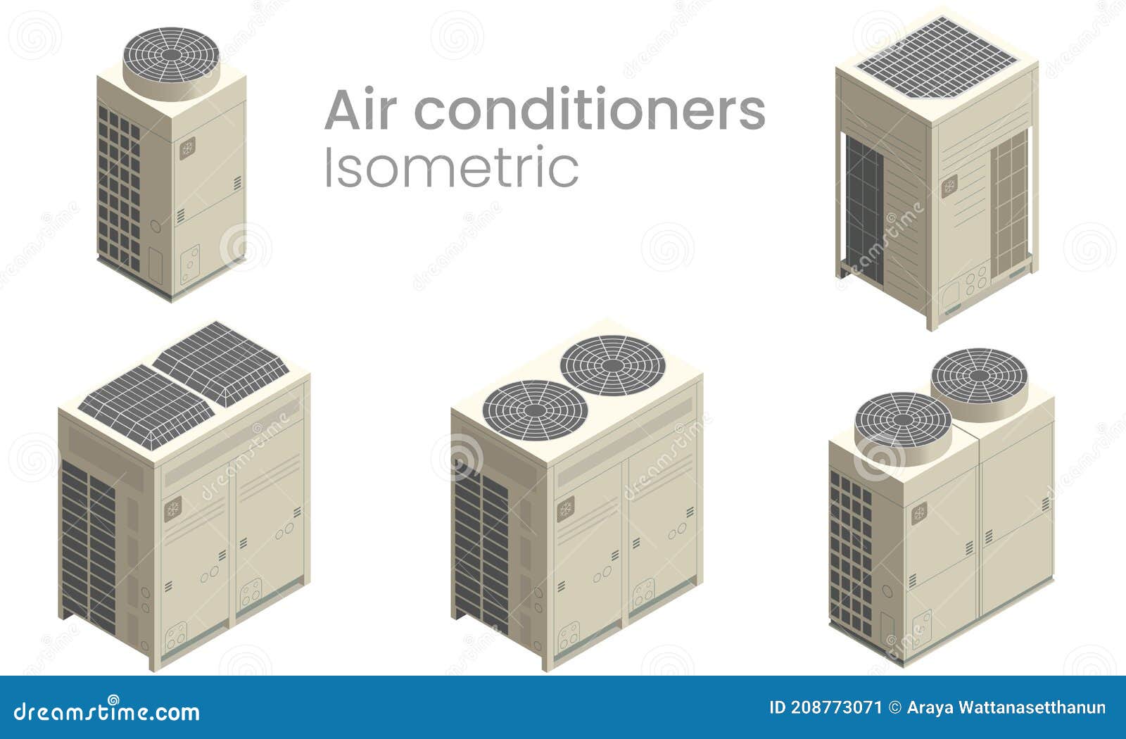 Isometric Vector of Air Conditioners Large Capacity Stock Vector ...