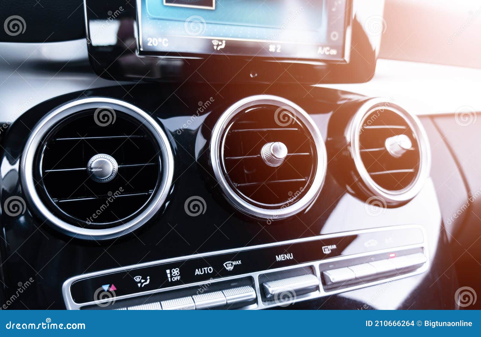 AC Ventilation Deck In Luxury Modern Car Interior. Modern Car Black ...