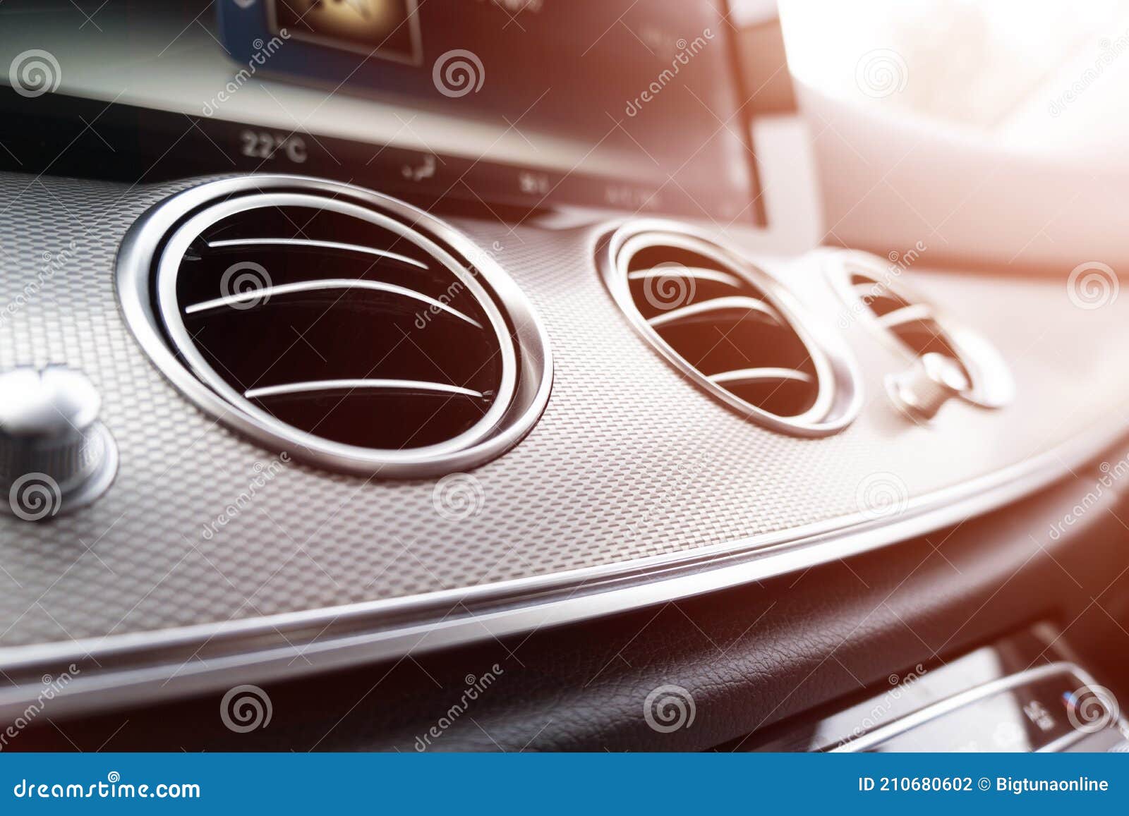 AC Ventilation Deck In Luxury Modern Car Interior. Modern Car Black ...