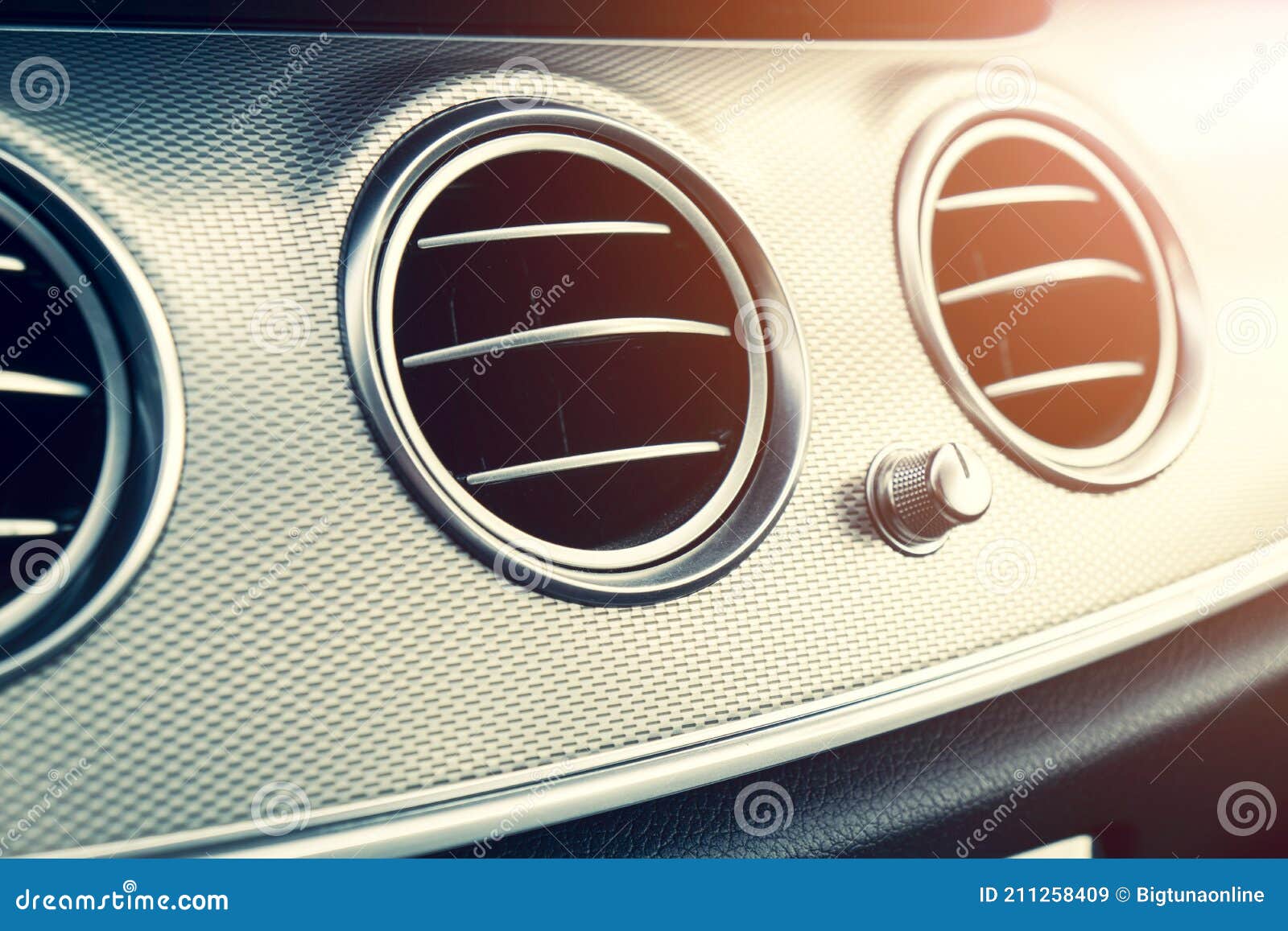AC Ventilation Deck in Luxury Modern Car Interior. Modern Car Black ...