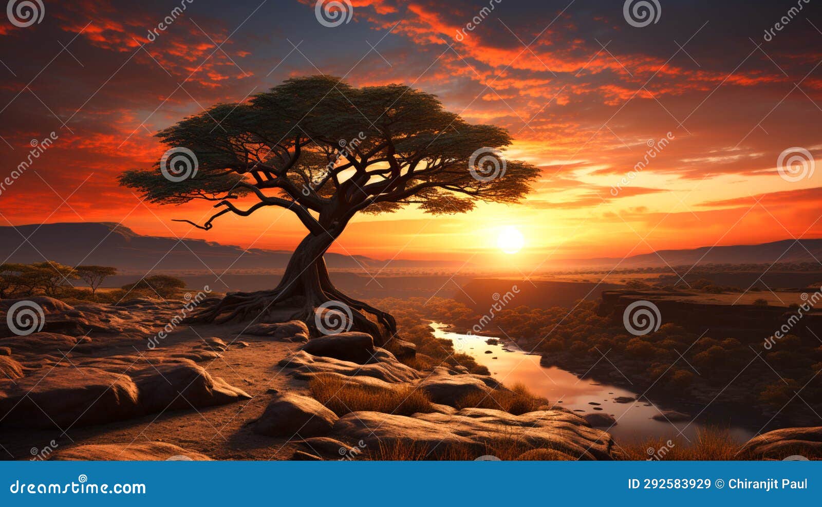 Acacia Tree in African at Sunset Stock Image - Image of color, acacia ...