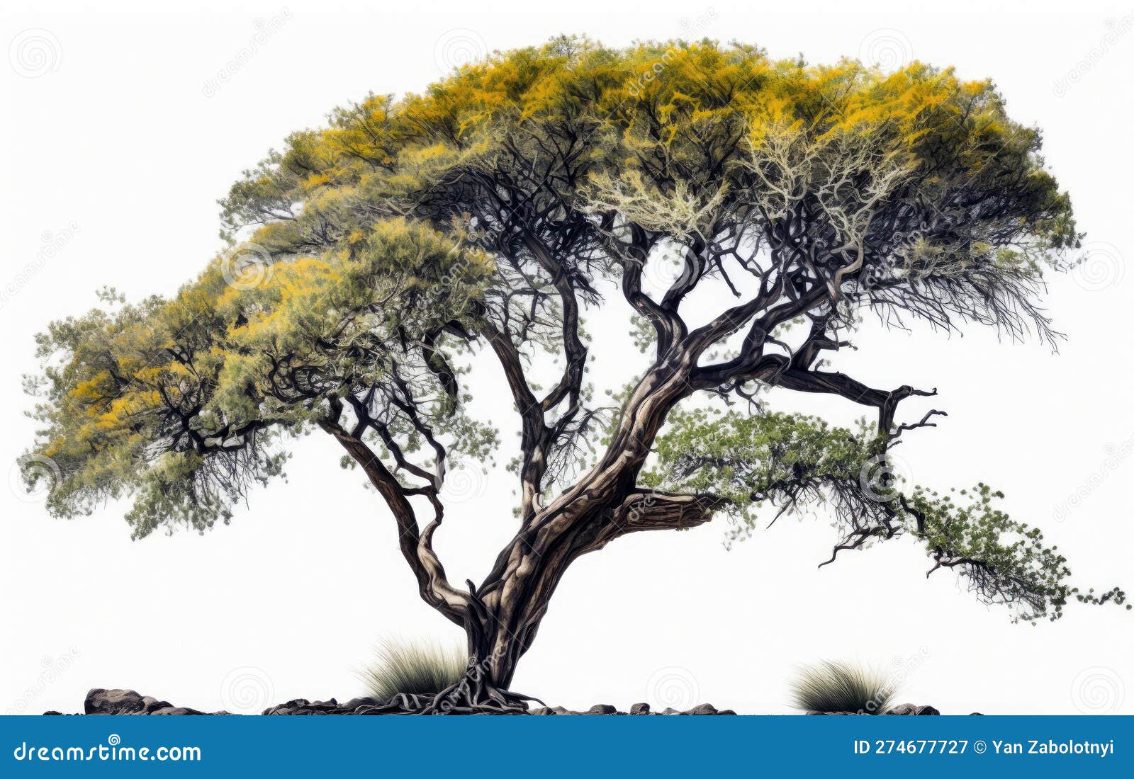Evergreen Acacia Dealbata Or Mimosa With Bipinnate Glaucous Leaves And ...
