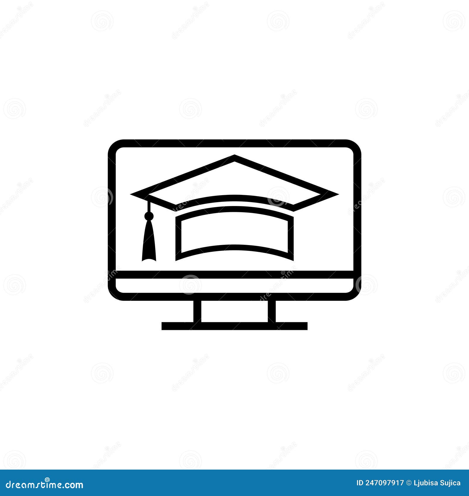 Academic Cap on Computer Screen Icon. Graduate Cap Desktop Screen Logo ...