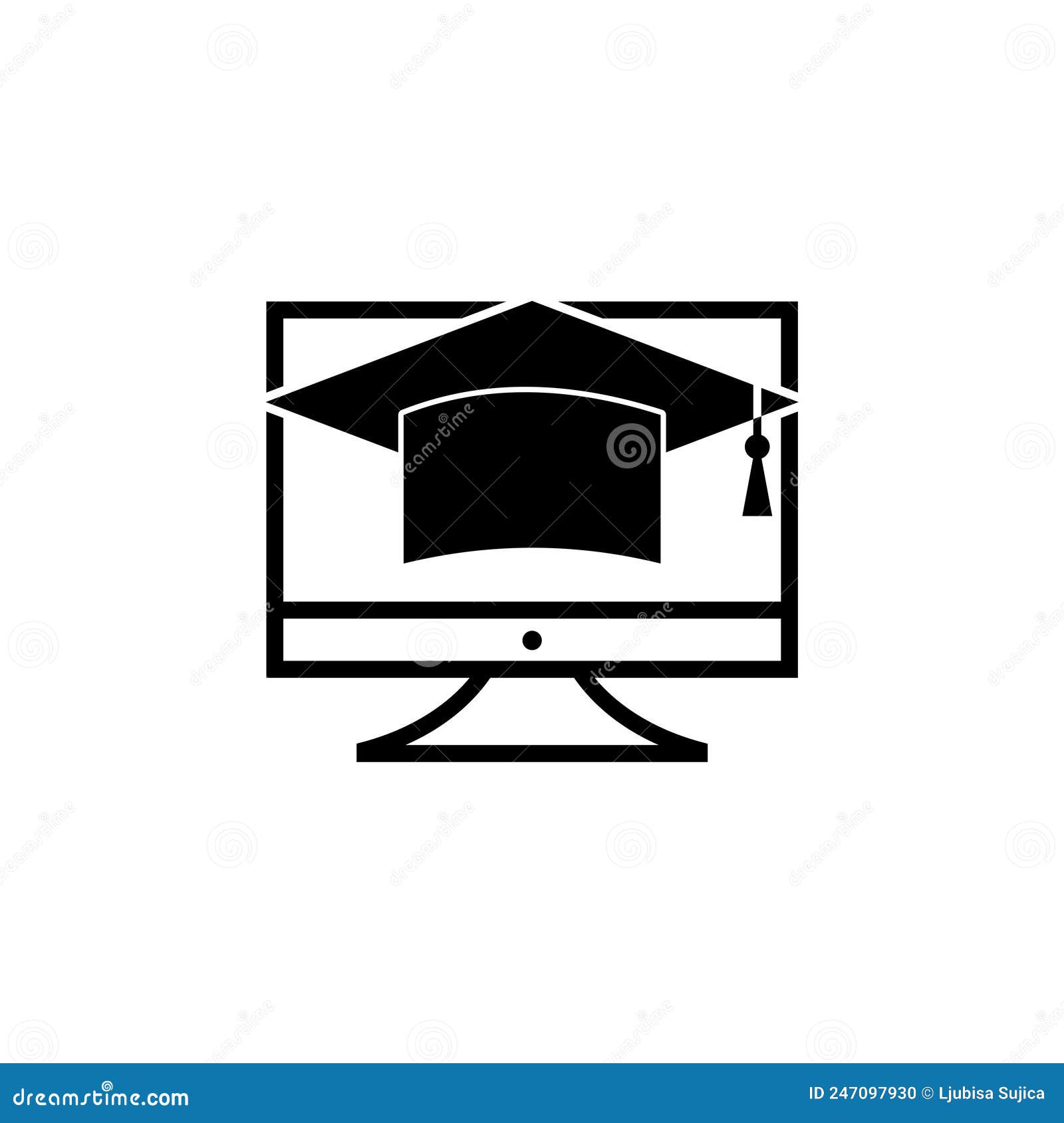 Academic Cap on Computer Screen Icon. Graduate Cap Desktop Screen Logo ...