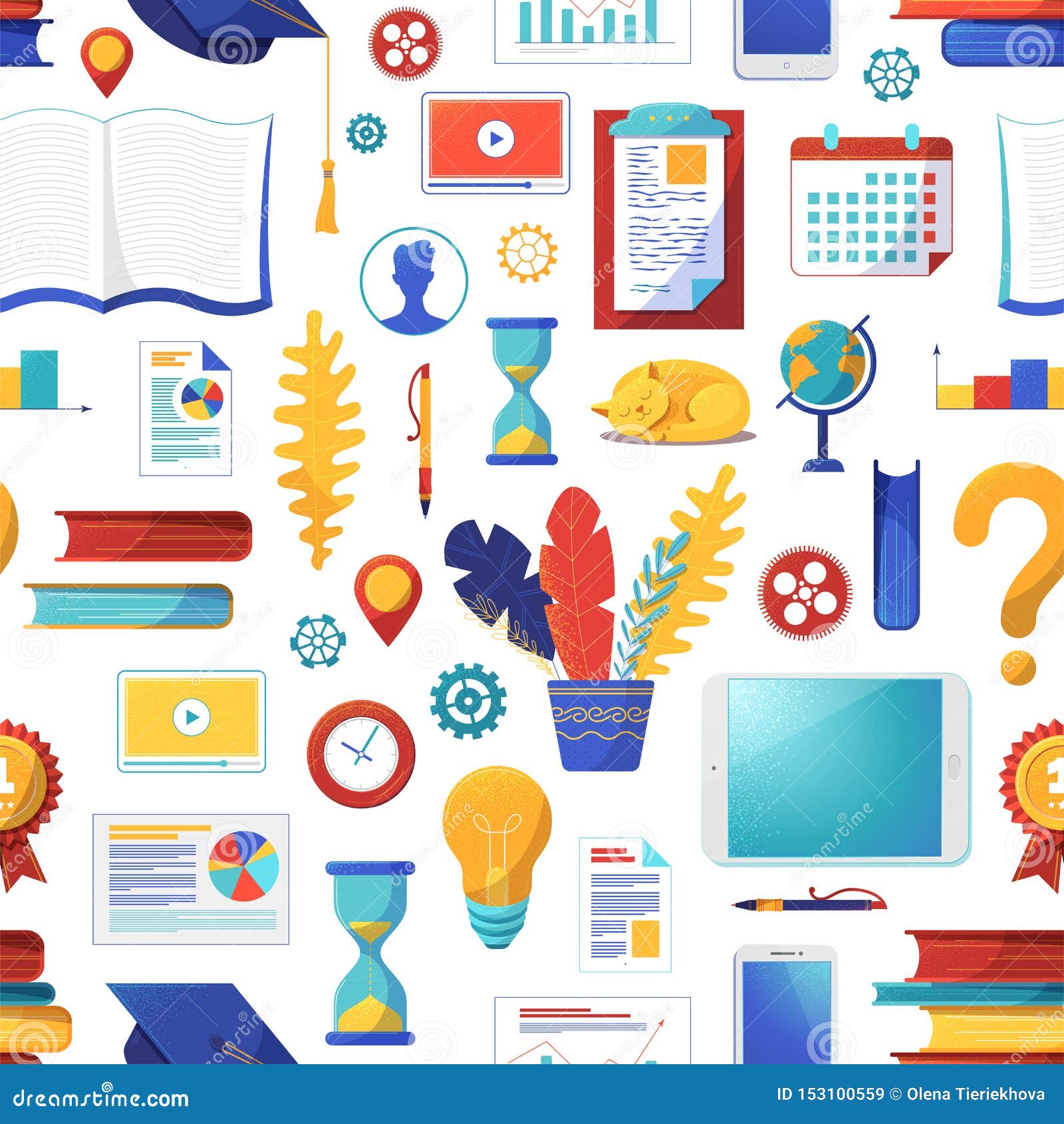 Academic Education Flat Vector Seamless Pattern Stock Vector ...