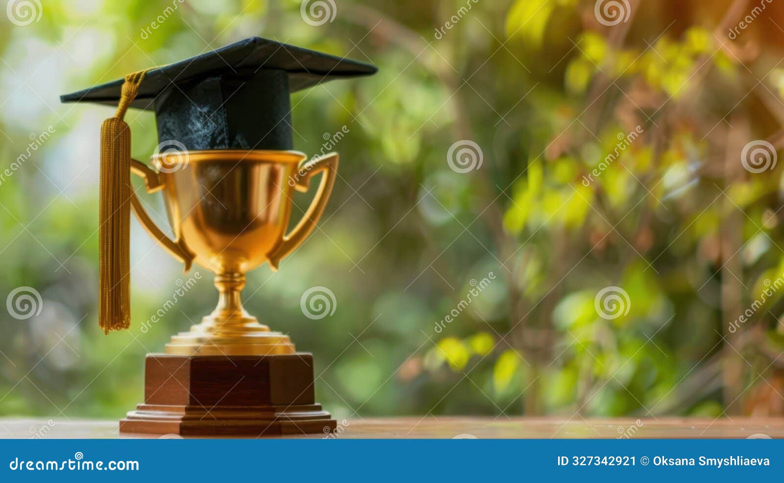 Academic Excellence Concept with Graduation Cap on Trophy Stock Image ...