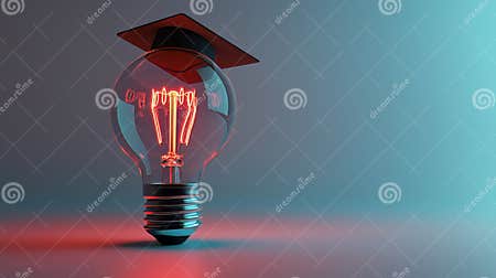 An Academic Graduation Cap on a Light Bulb. an Image in 3D Stock Photo ...