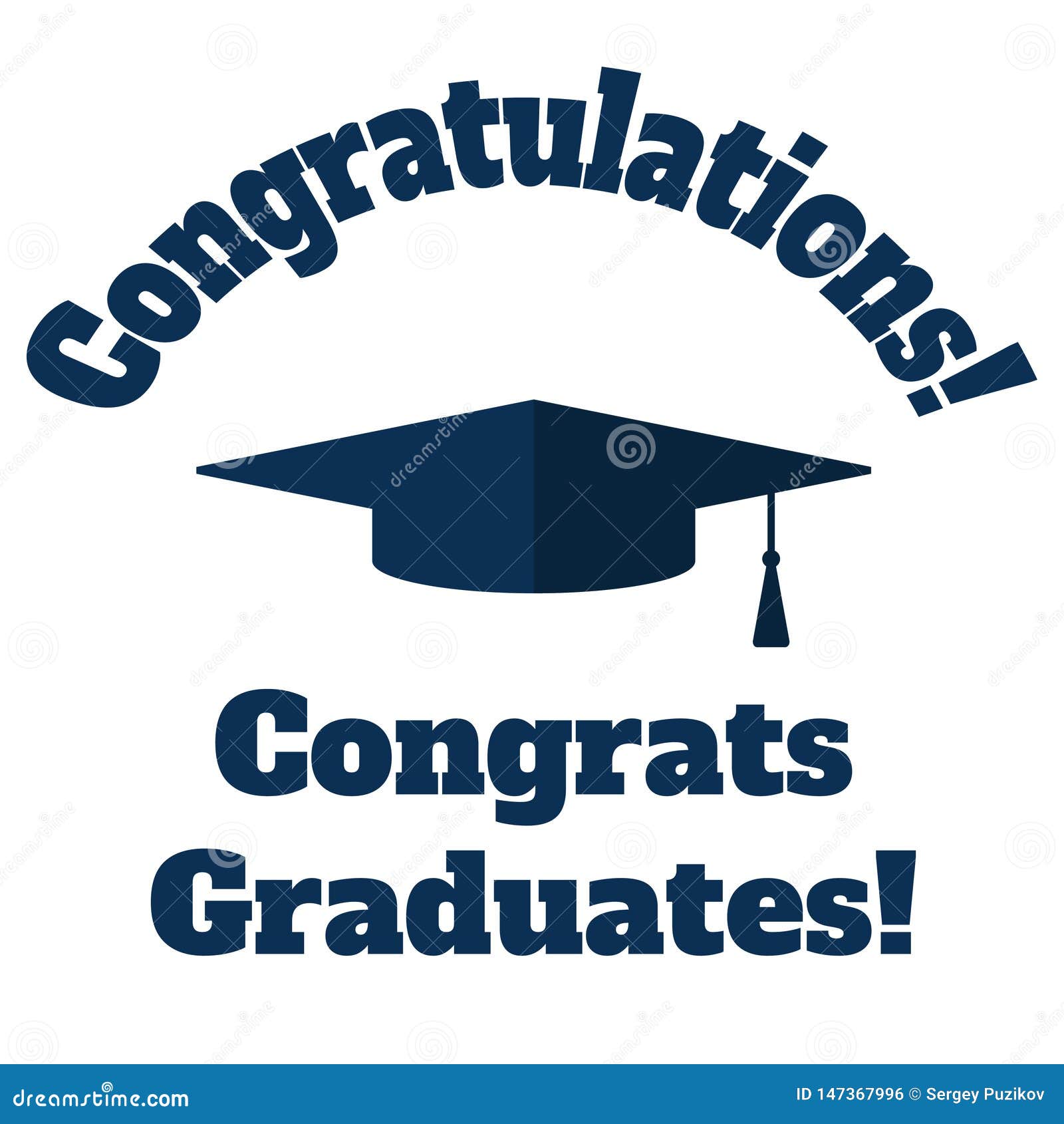 Academic Hut and Inscription Congratulations Graduates Vector Flat ...