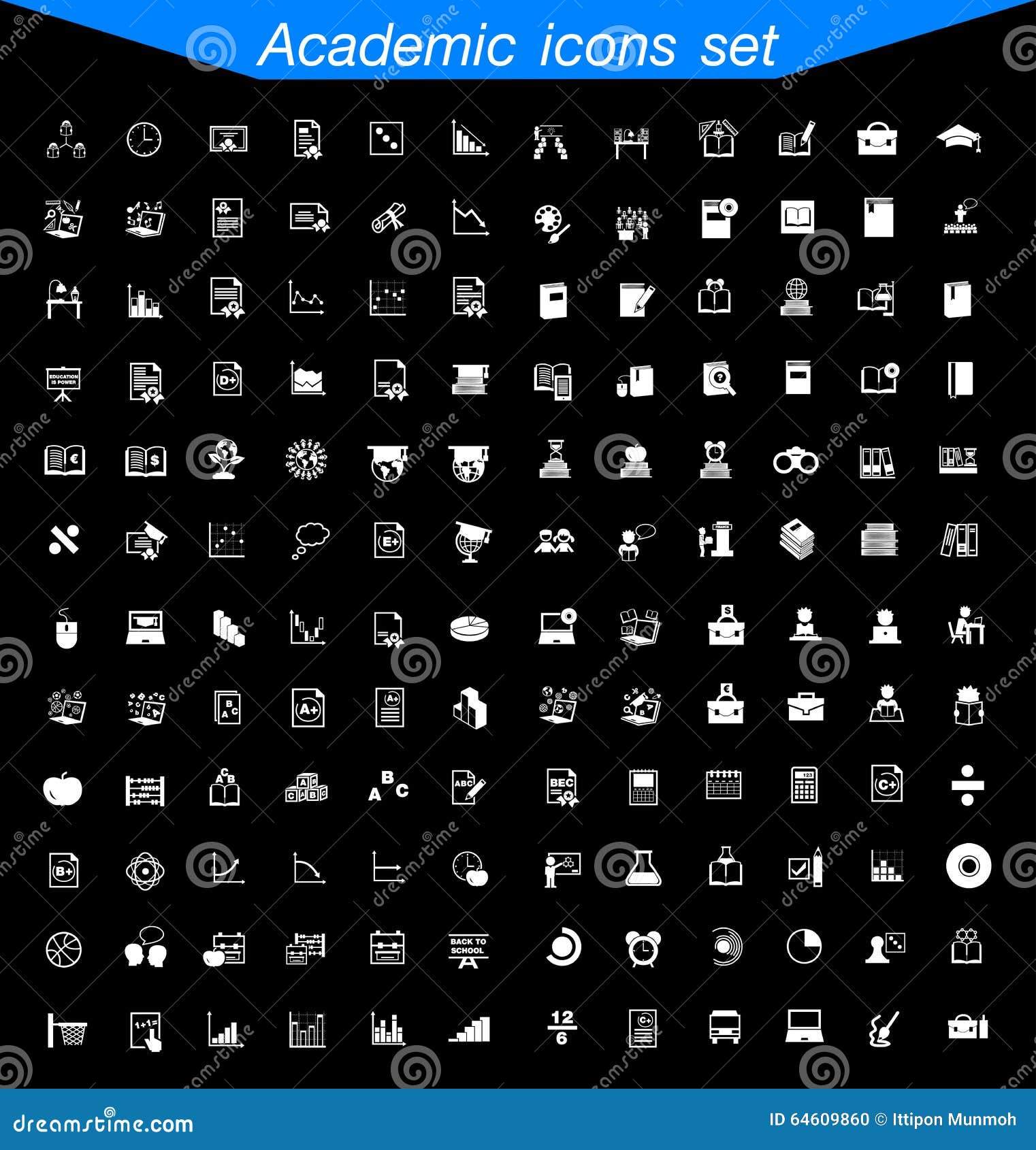 Academic icon set stock vector. Illustration of graduation - 64609860