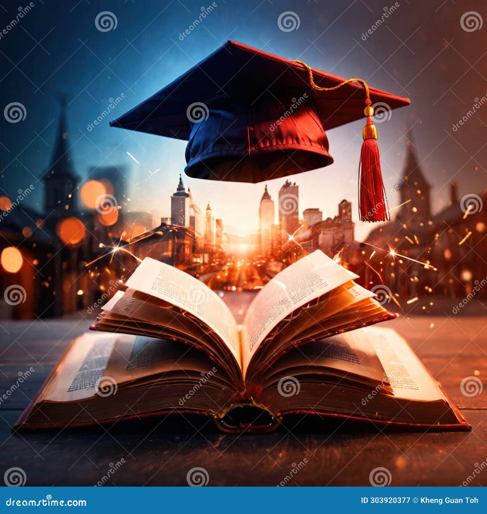 Academic Learning Concept Digital Collage Illustration with Graduate ...