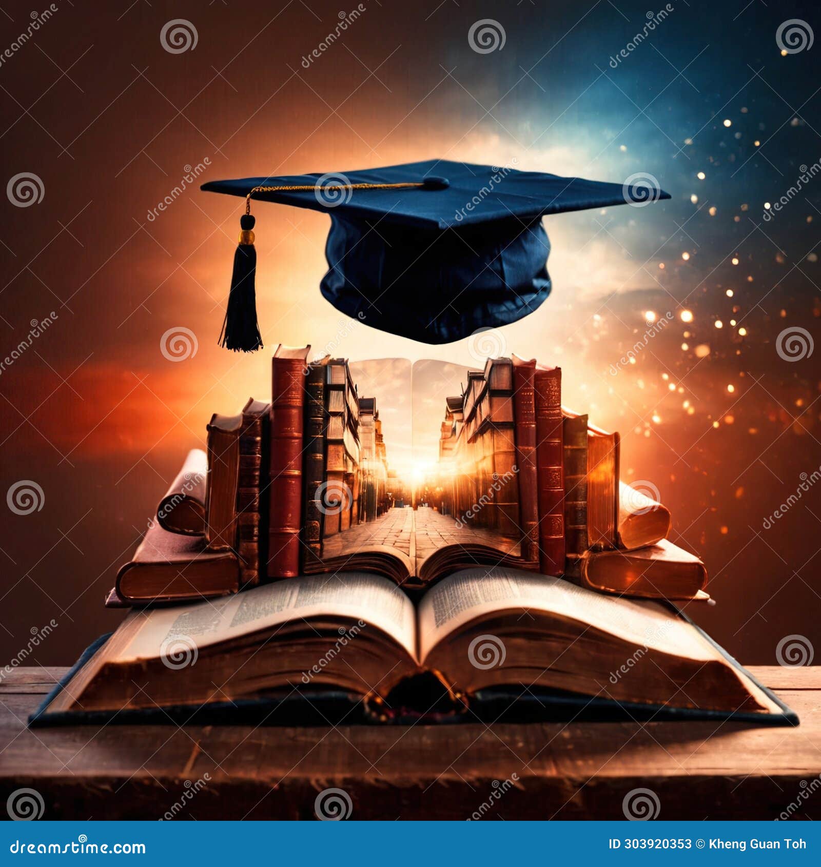 Academic Learning Concept Digital Collage Illustration with Graduate ...