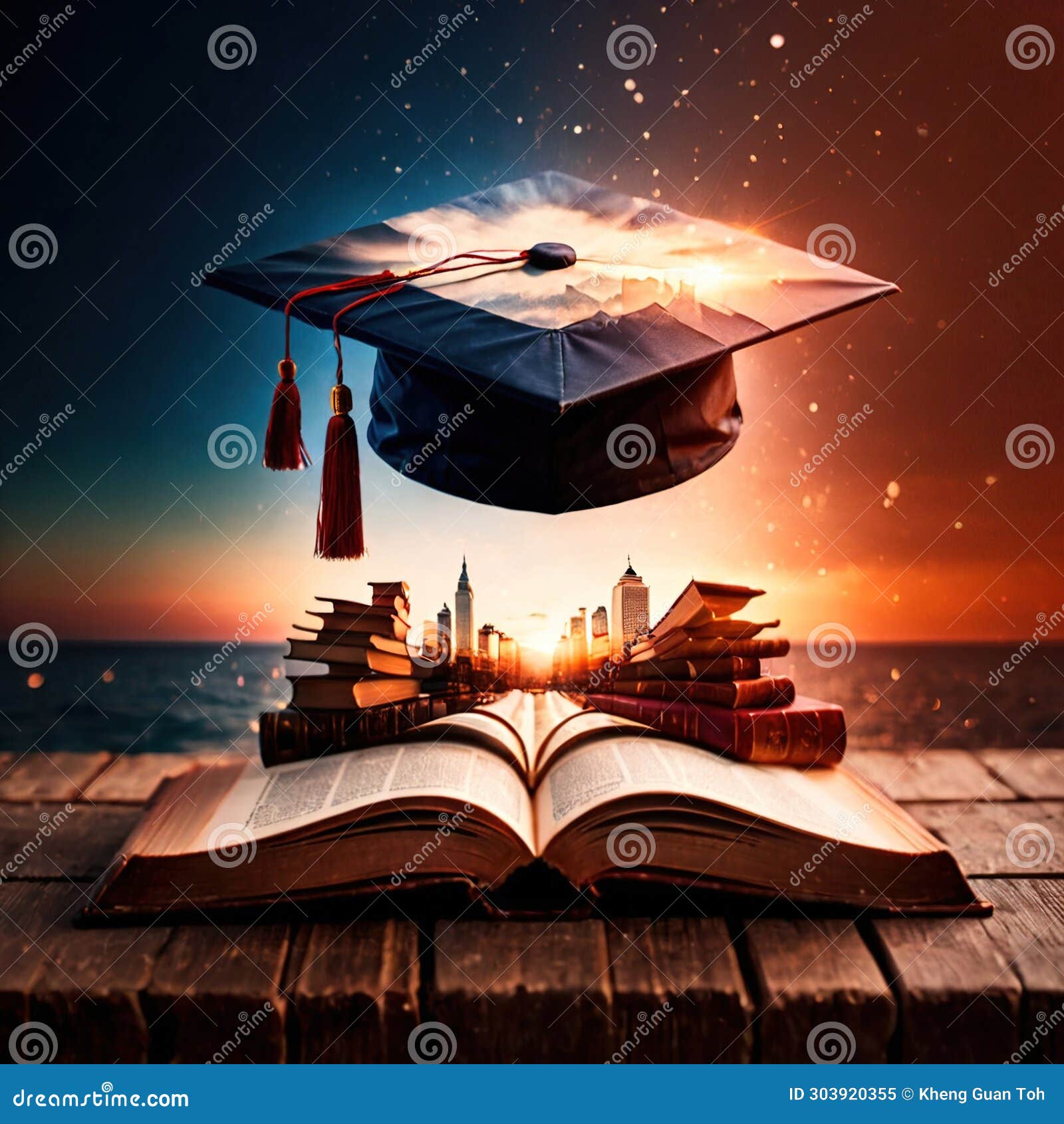 Academic Learning Concept Digital Collage Illustration with Graduate ...