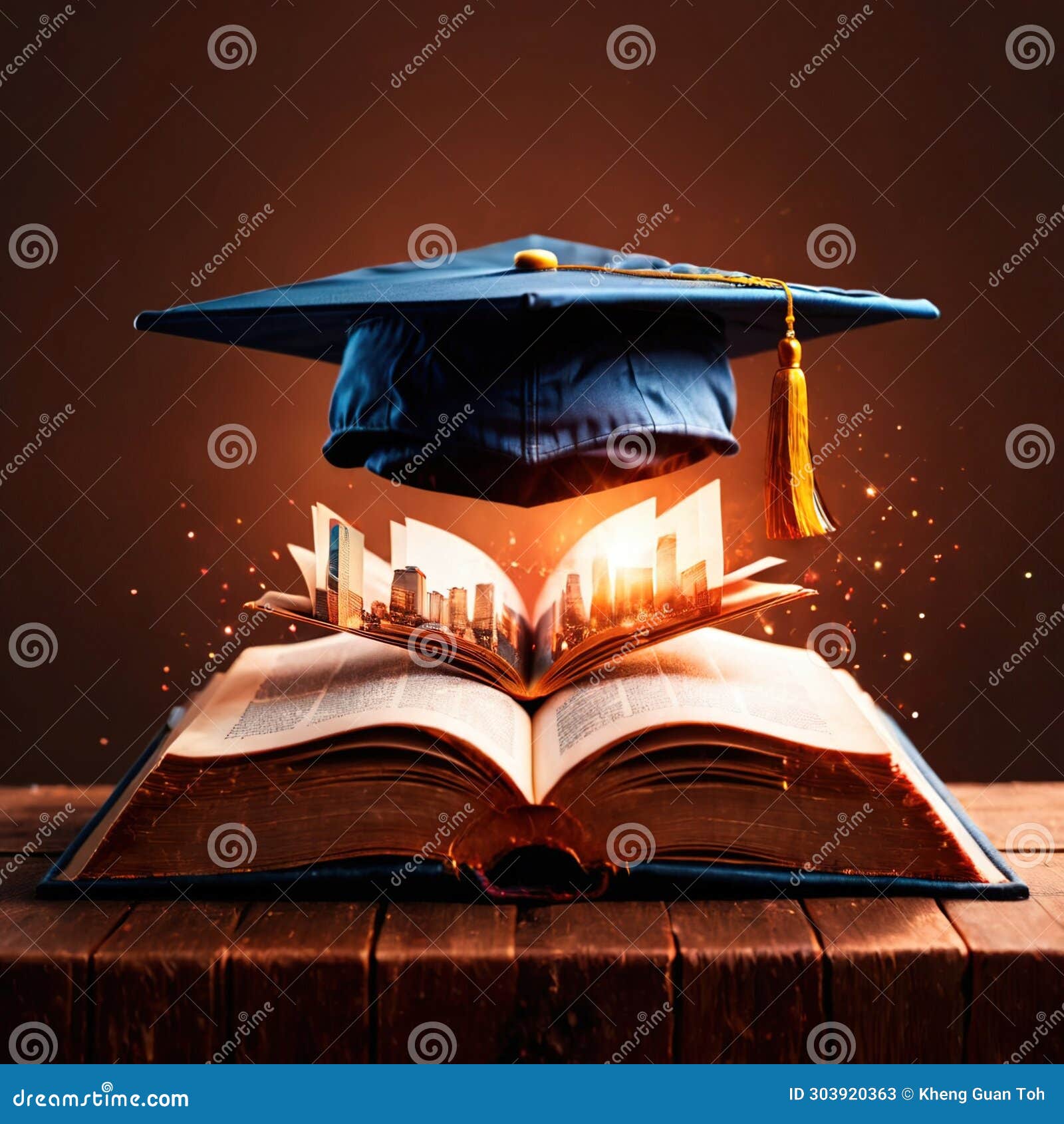 Academic Learning Concept Digital Collage Illustration with Graduate ...