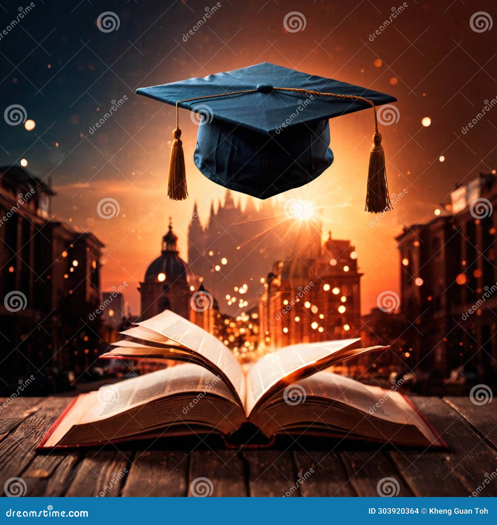 Academic Learning Concept Digital Collage Illustration with Graduate ...