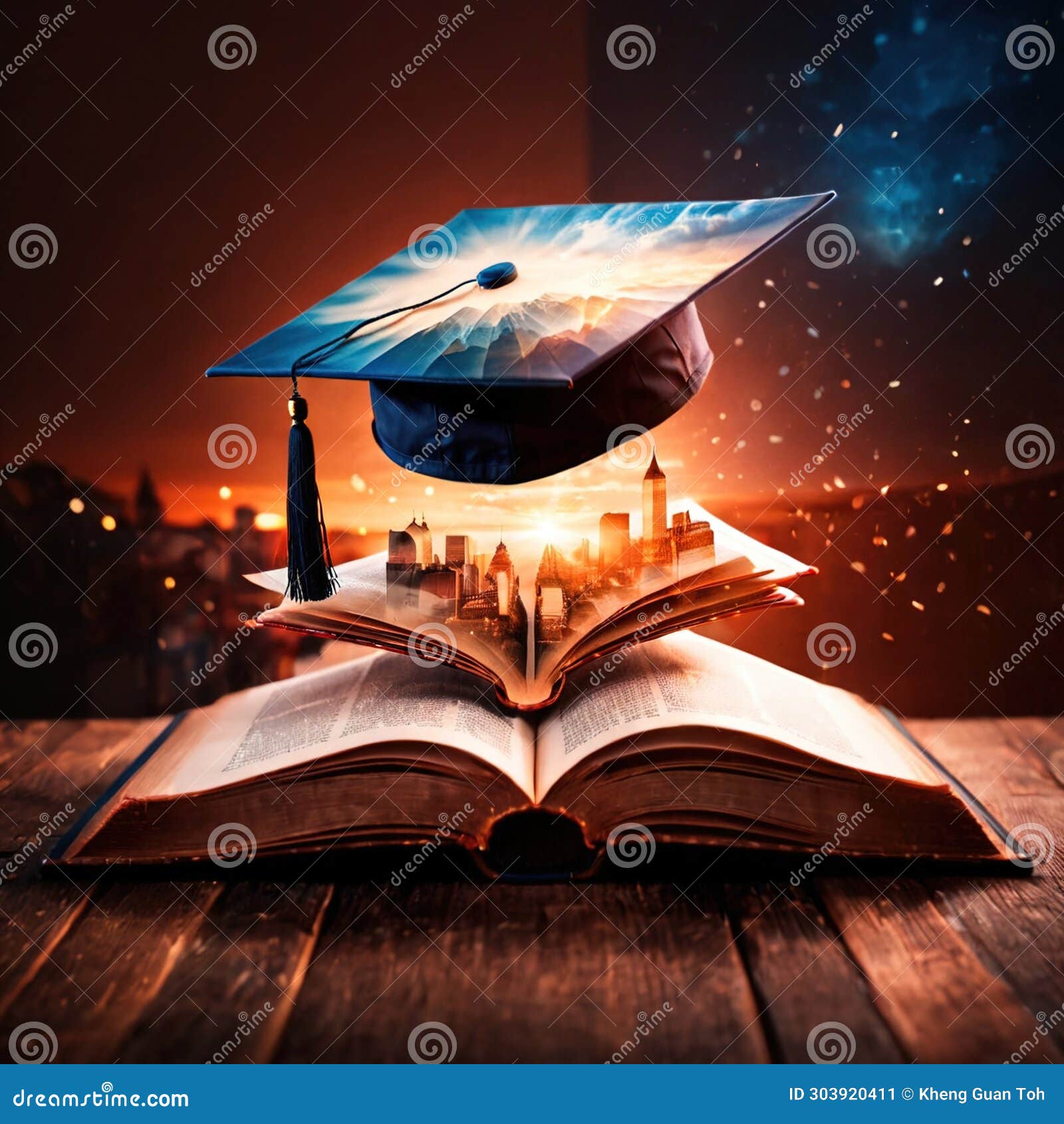 Academic Learning Concept Digital Collage Illustration with Graduate ...