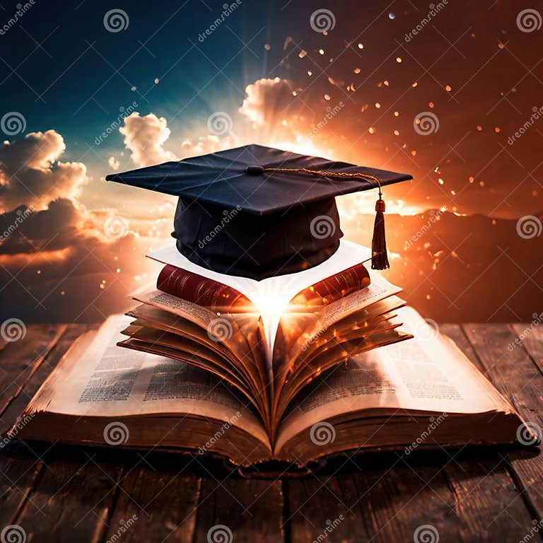 Academic Learning Concept Digital Collage Illustration with Graduate ...