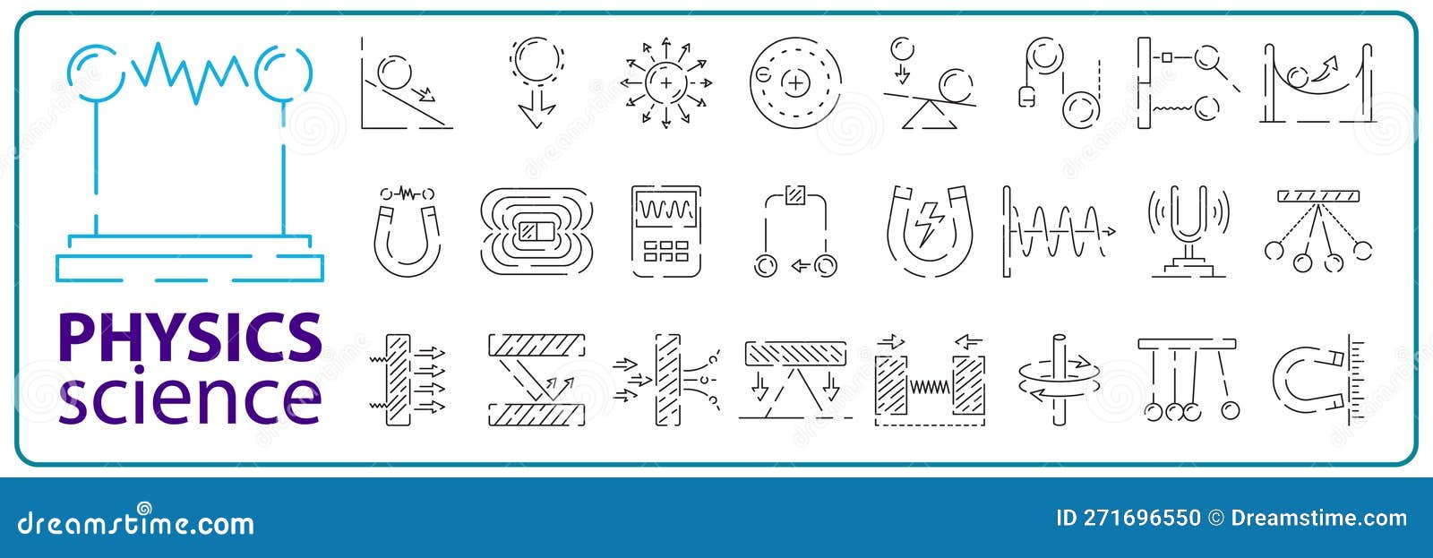 Academic Physics Science Education Disciplines Line Icons Set, Vector ...