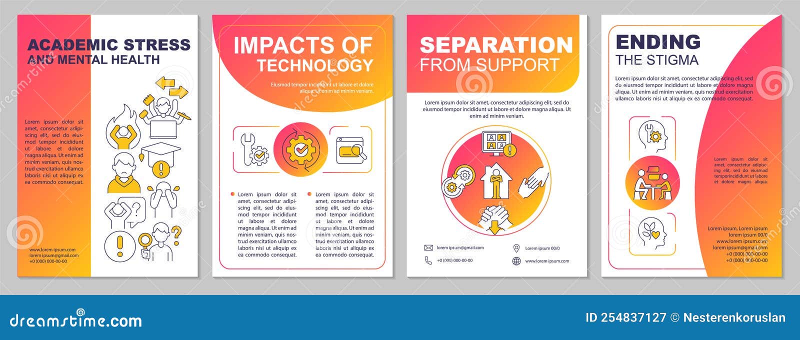 Academic Pressure through E-learning Red Gradient Brochure Template ...