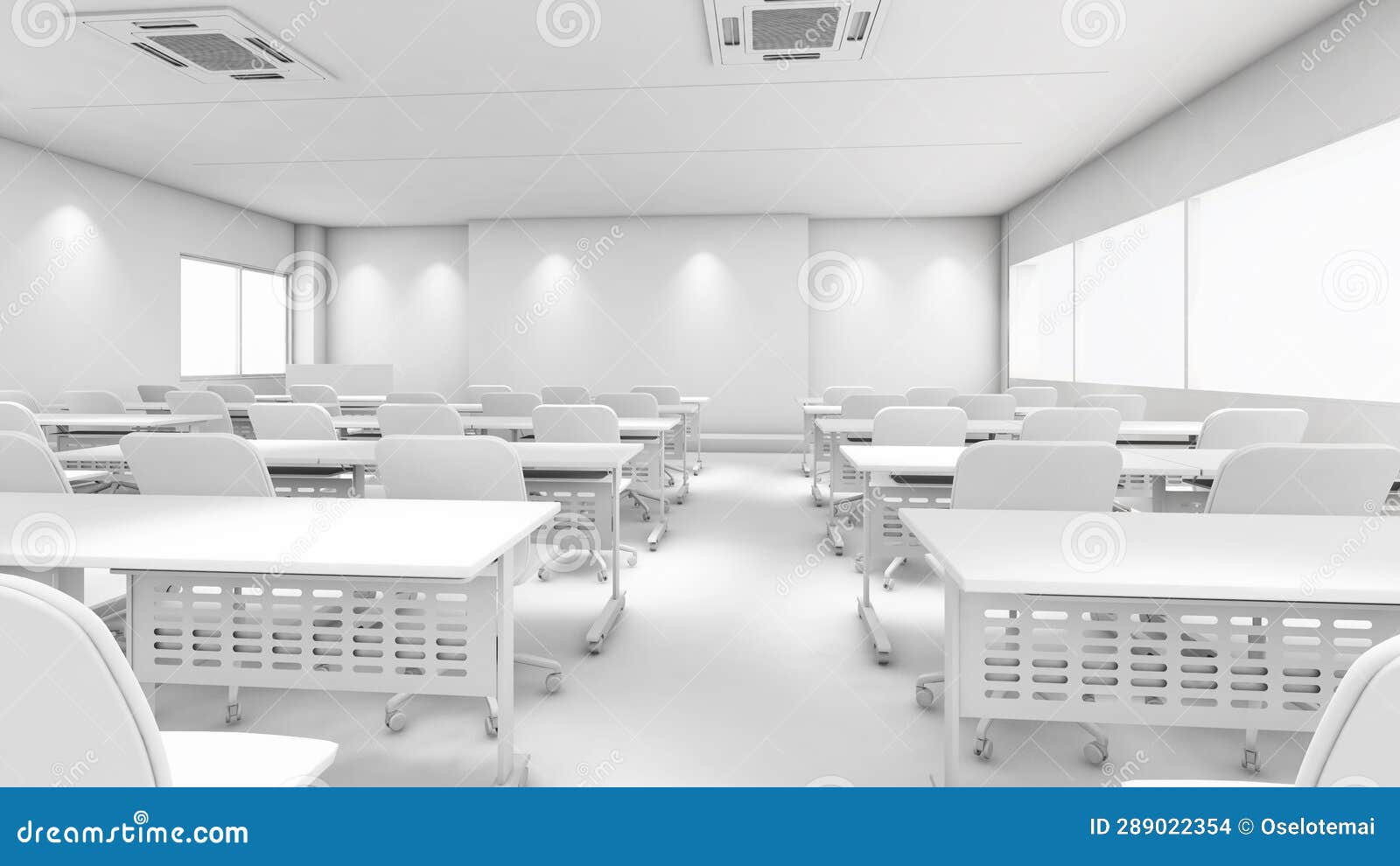 Academic Seminar Room ,white Room Tone ,Office Space,3d Rendering Stock ...