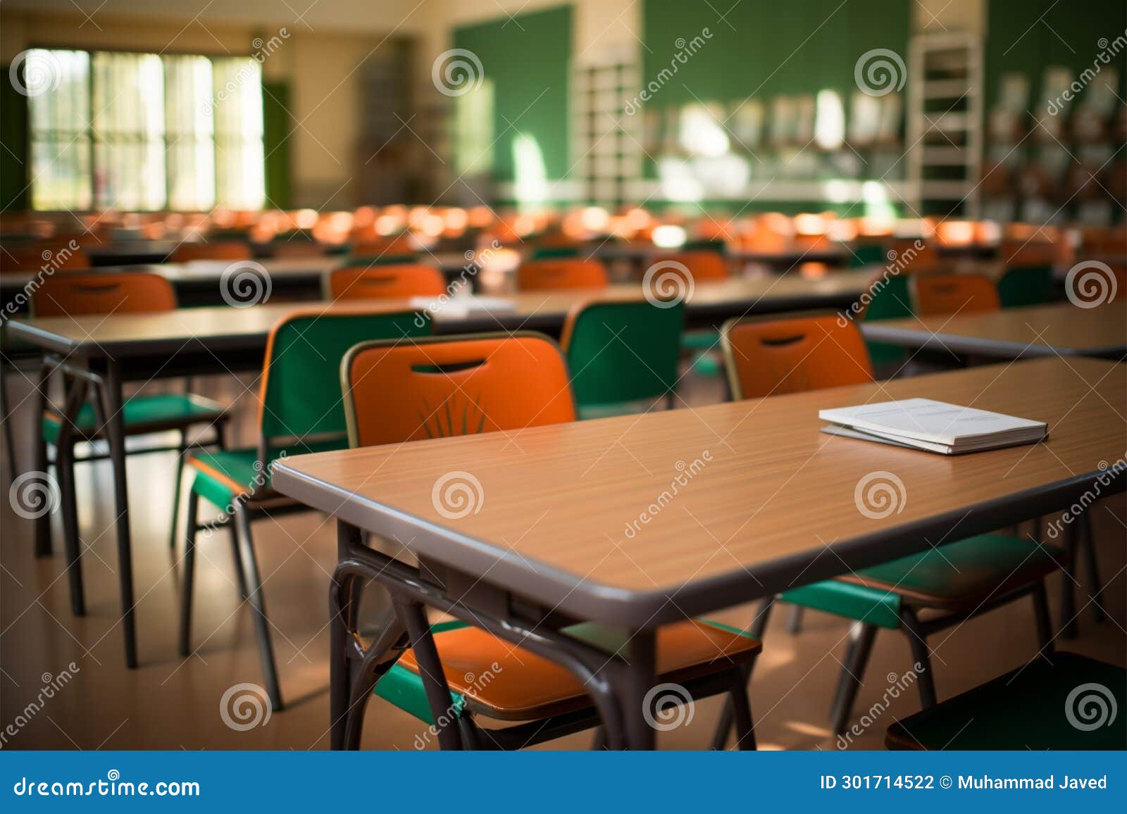 Academic Stillness Empty Classroom Scene Captured with a Blurred ...
