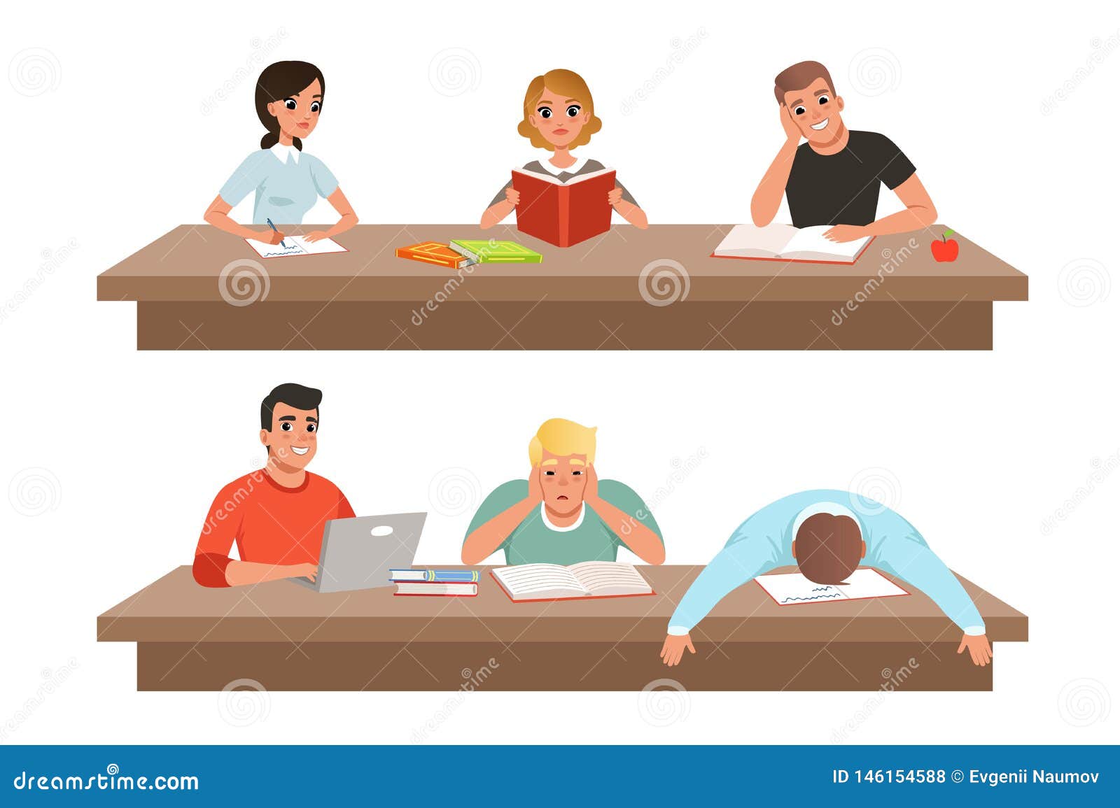 Academic Students And Professor Studying Together Cartoon Vector ...