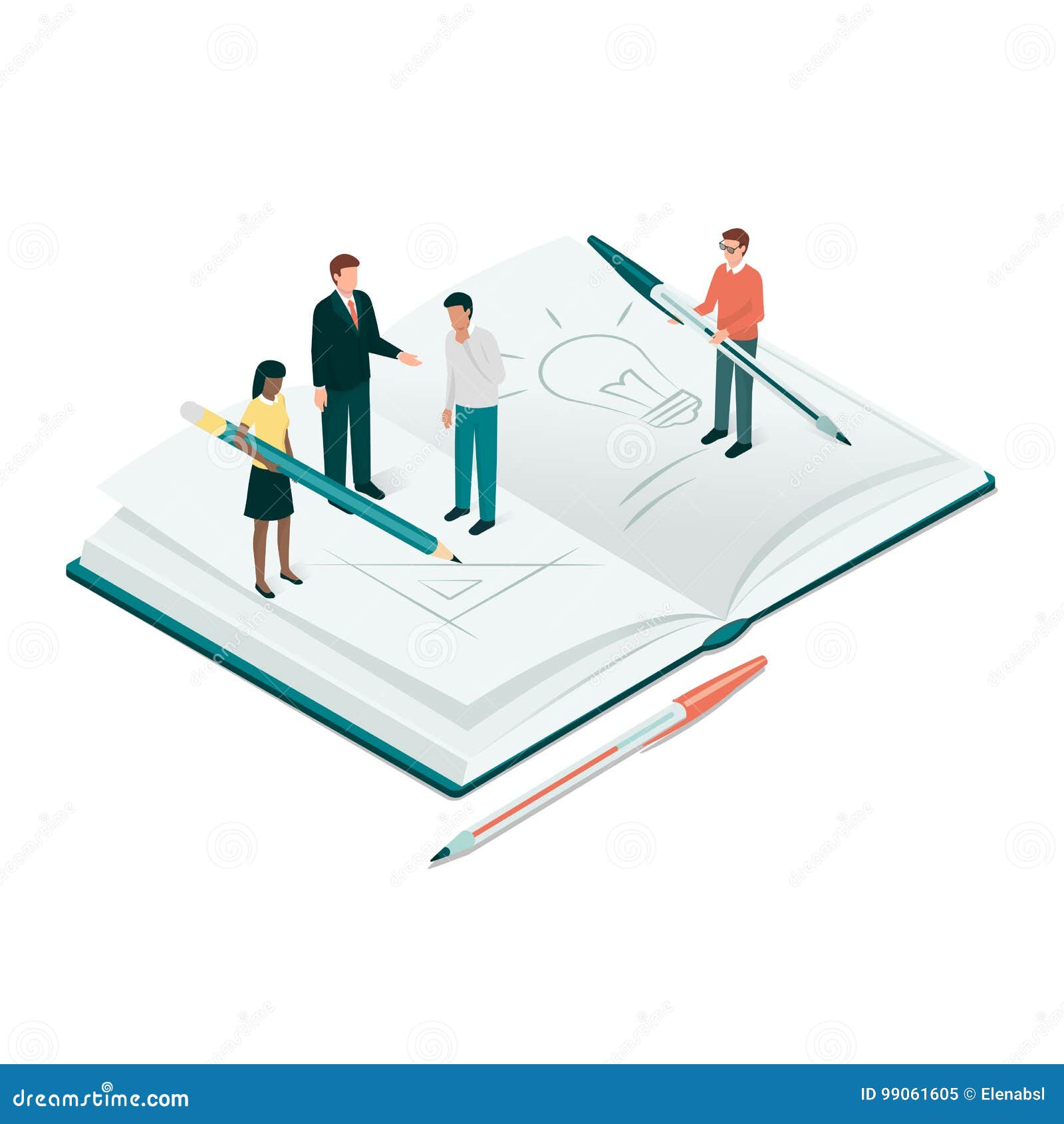 Academic Students and Professor Studying Together Stock Vector ...