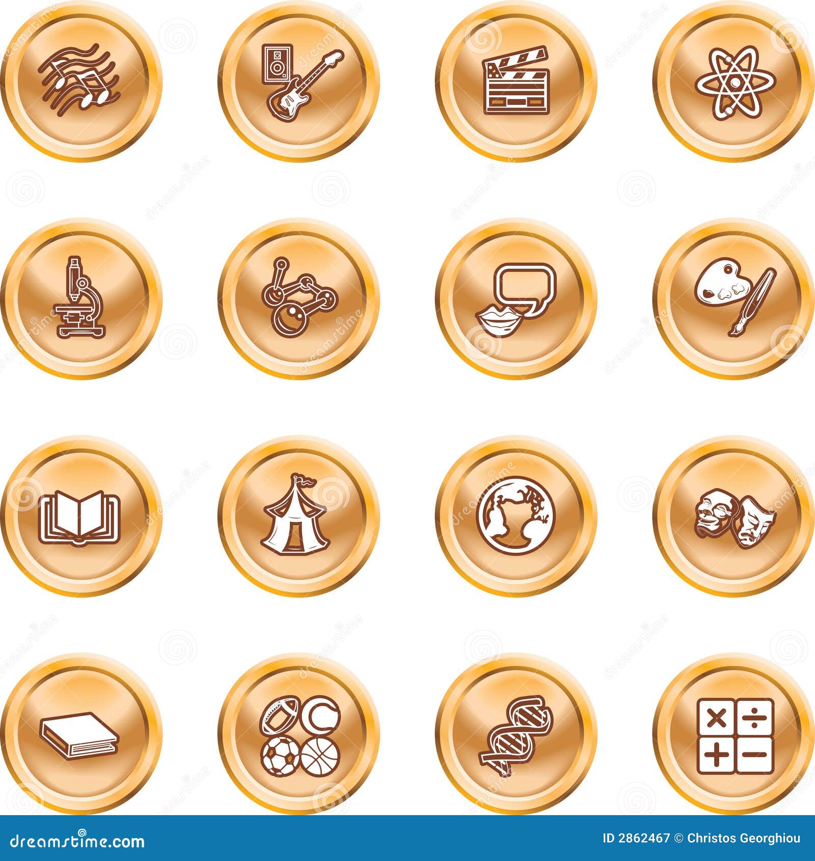 Academic Study Subject Icons Stock Vector - Illustration of chemistry ...