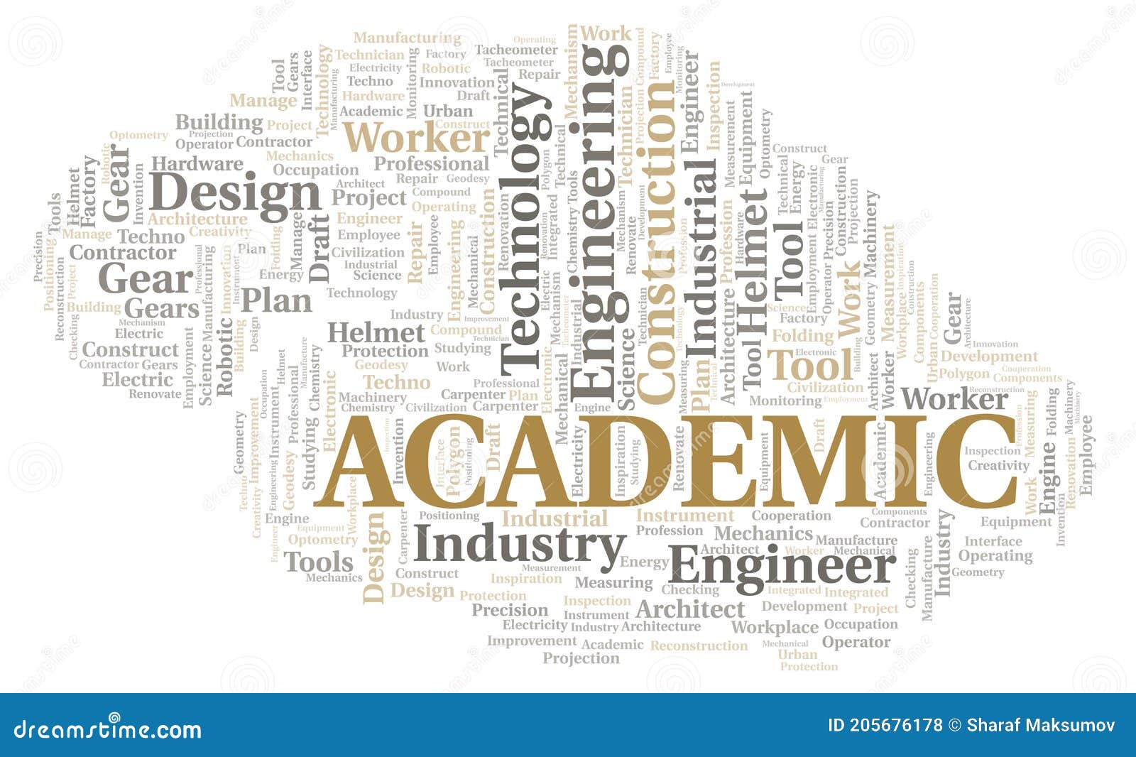 Academic Typography Word Cloud Create with the Text only Stock ...