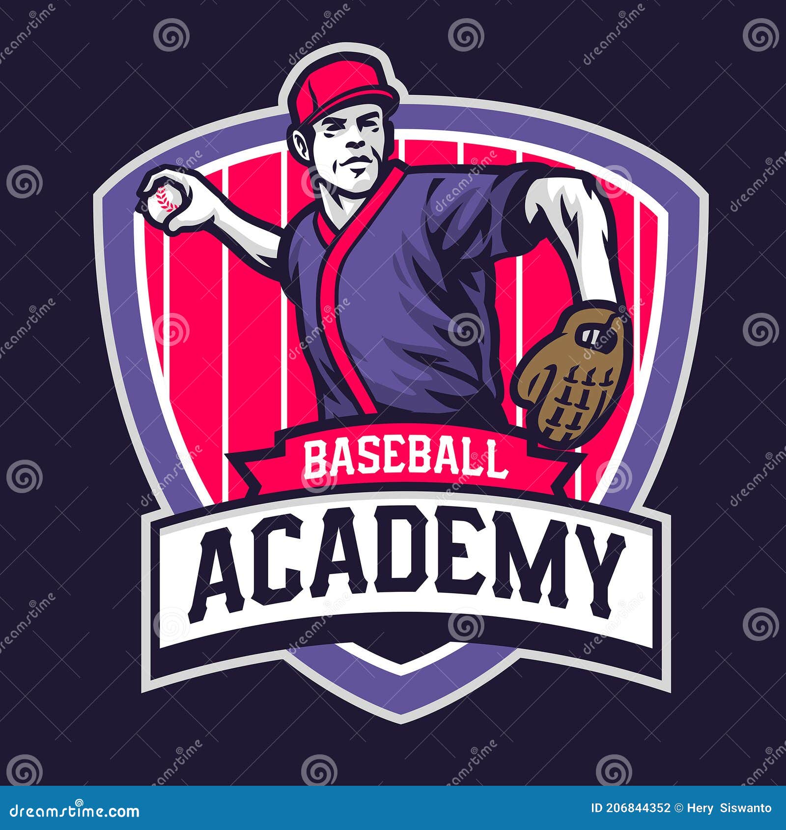 Academy of Baseball Badge Design Stock Vector - Illustration of people ...