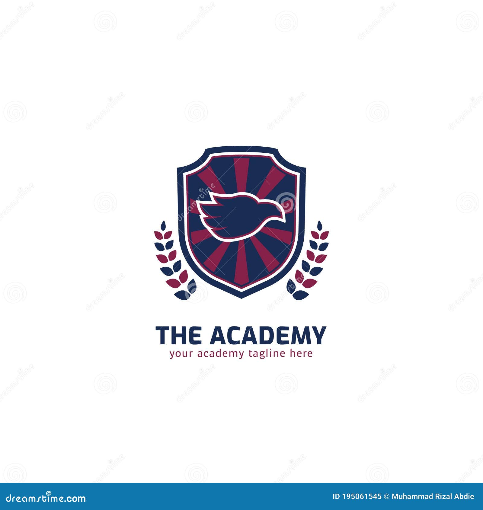 Academy Logo with Eagle Head Mascot Silhouette Inside Shield Vector ...