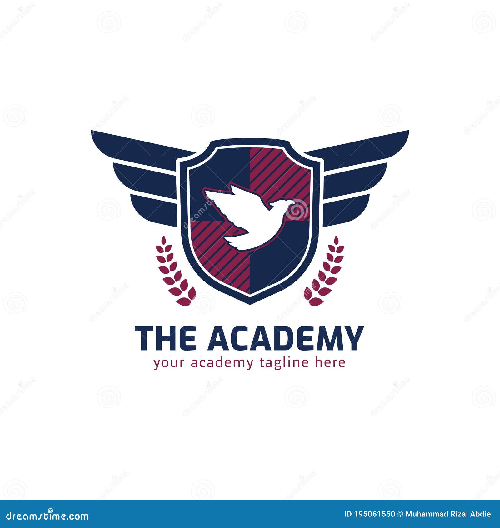 Academy Logo with Flying Eagle Wing and Shield Shape Icon Symbol Vector ...
