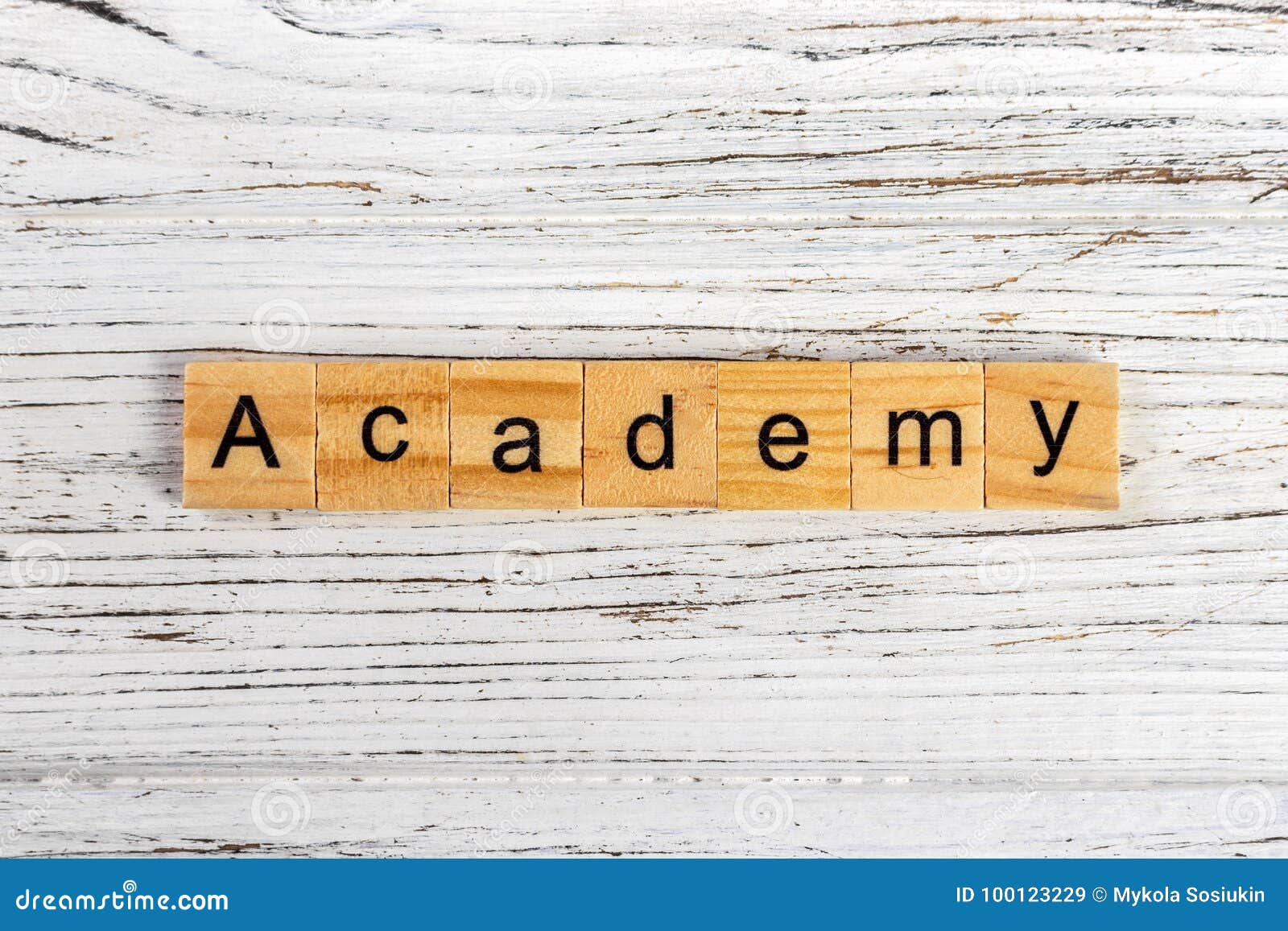 ACADEMY Word Made with Wooden Blocks Concept Stock Image - Image of ...