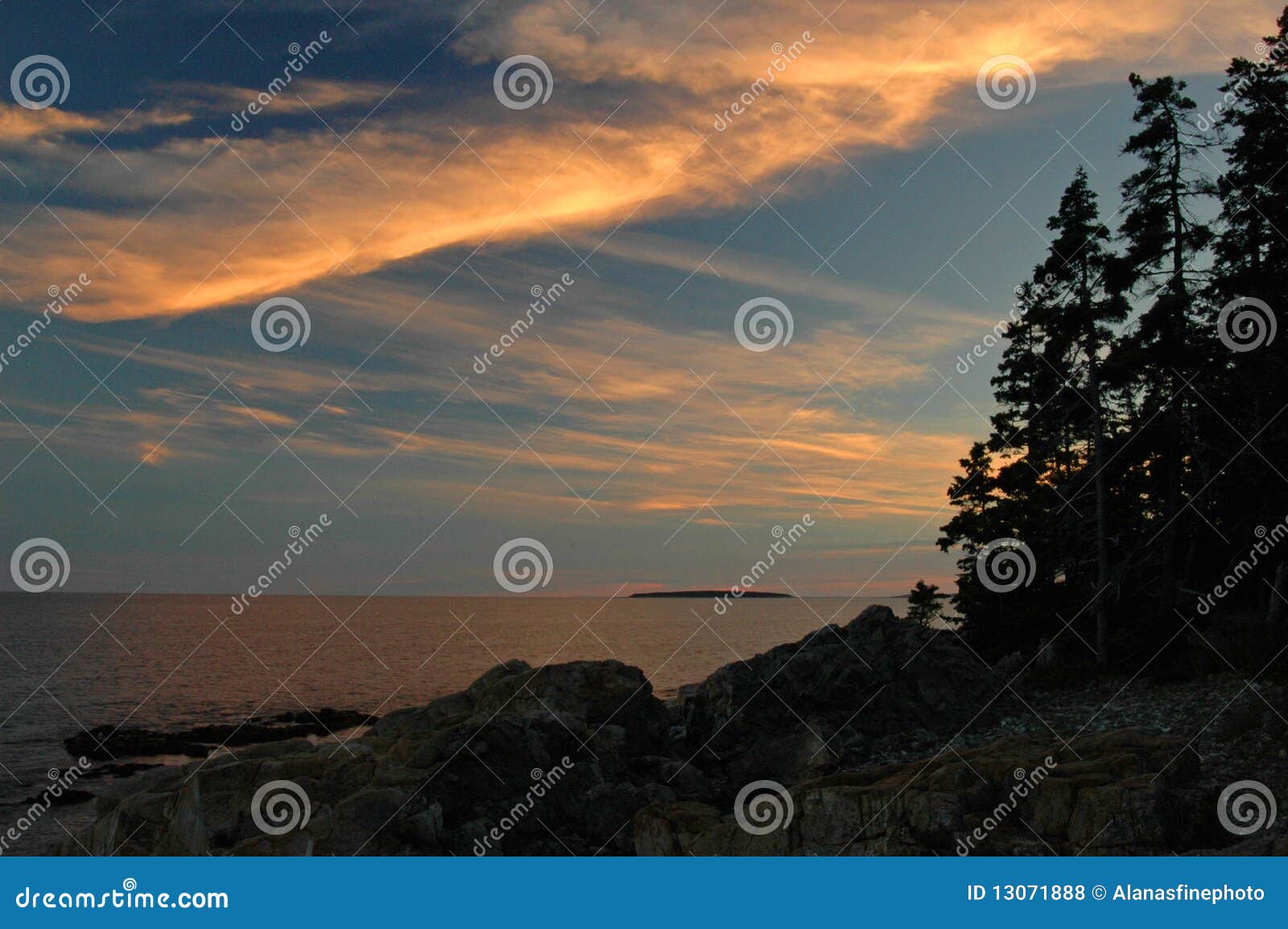 Acadia Sunset stock photo. Image of rocks, water, acadia - 13071888