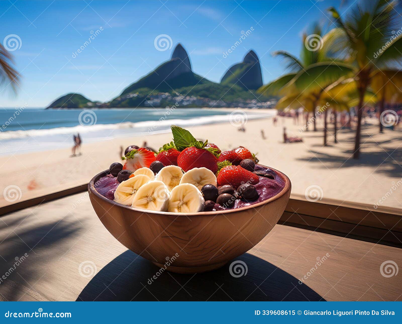 Acai Bowl on a Beach in Rio De Janeiro Stock Illustration ...