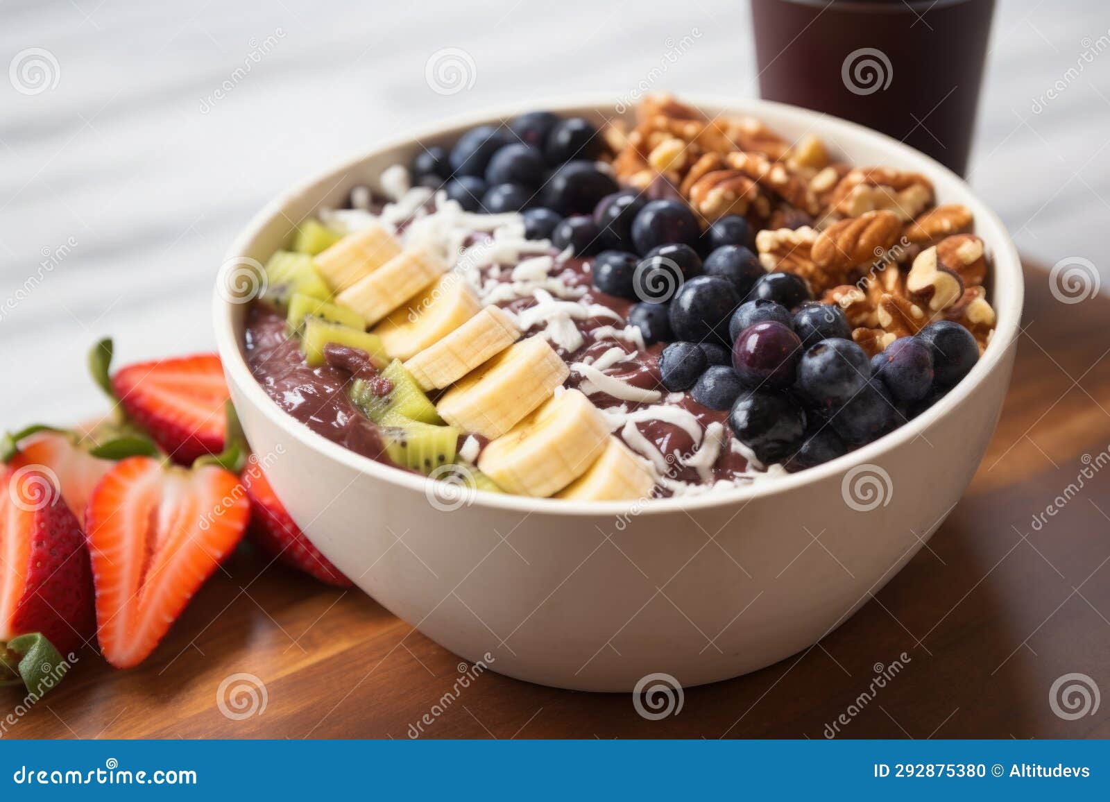 Acai Bowl with a Diagonal Line of Varied Toppings Stock Photo - Image ...