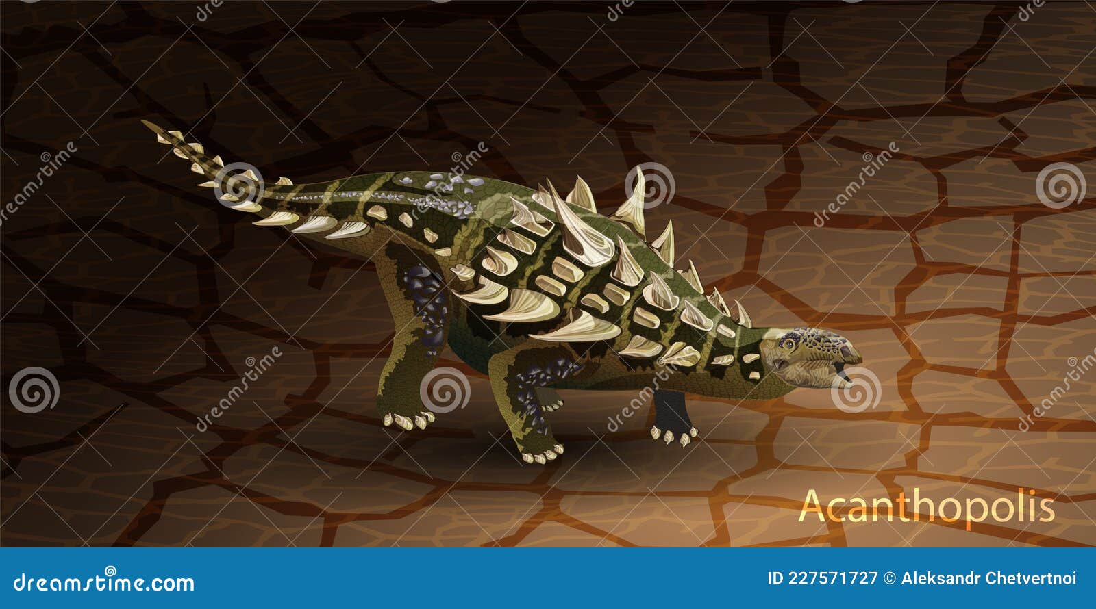 Acanthopolis Realistic Dinosaur. Vector Illustration Of A Prehistoric ...