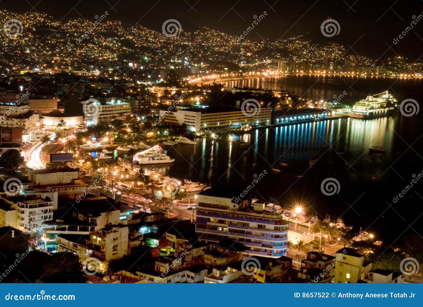 Acapulco Nights stock photo. Image of neon, panorama, high - 8657522