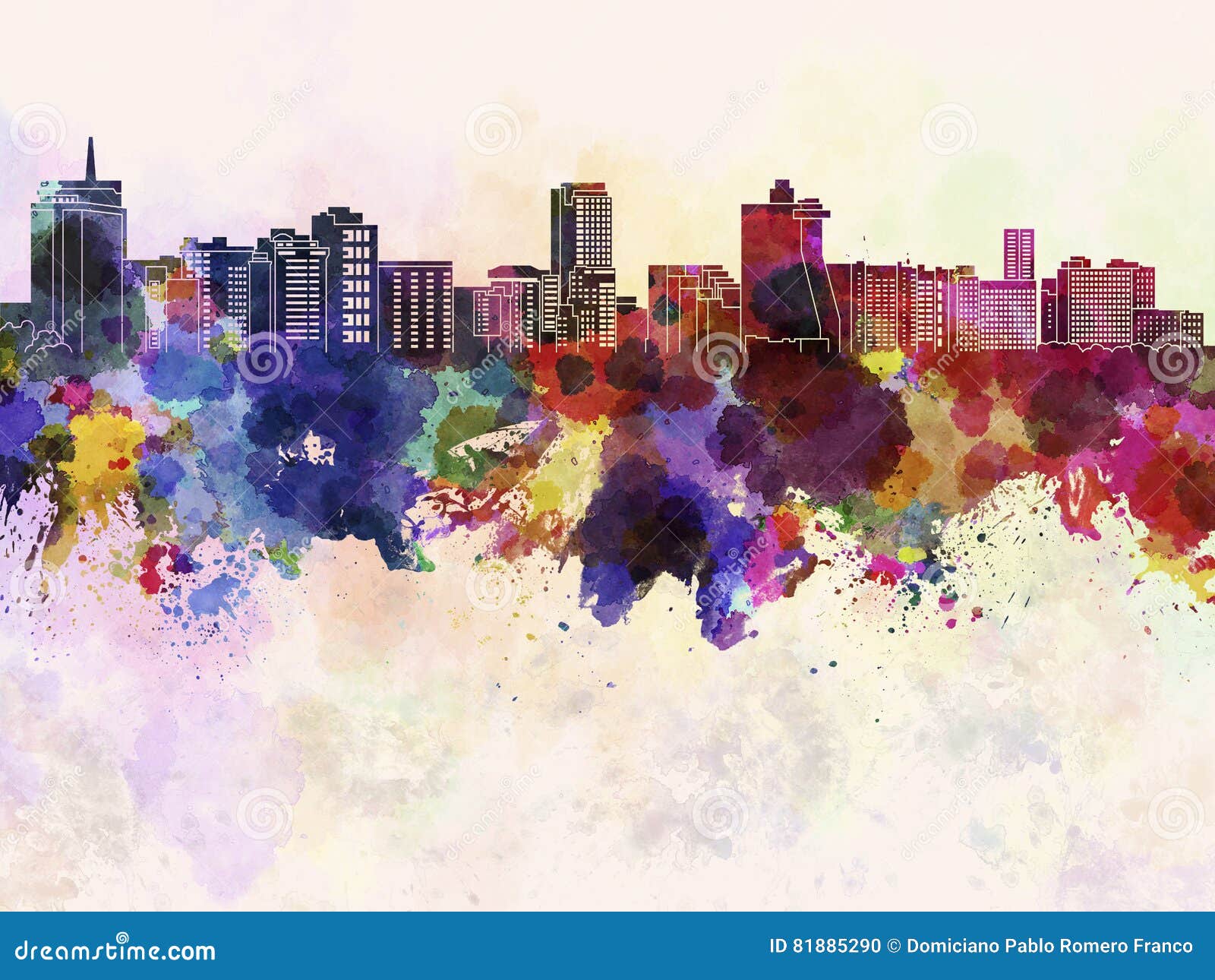 Acapulco Skyline in Watercolor Background Stock Illustration ...
