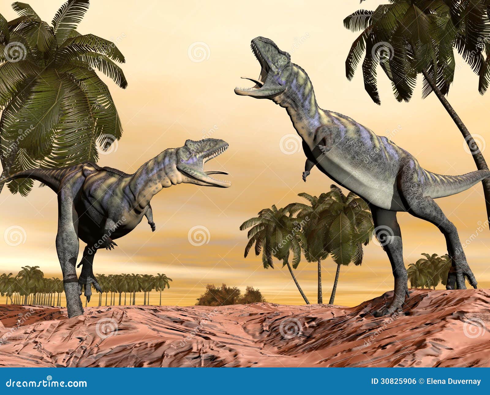 Acasaurus Dinosaurs Fight - 3D Render Stock Illustration - Illustration ...