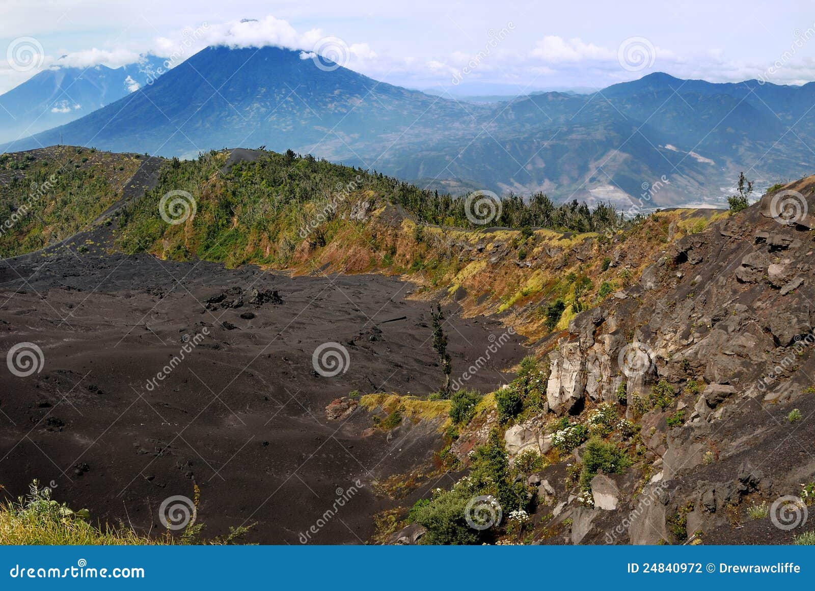 Acatenango Vulkan Von Pacaya Stockfoto - Bild von grau, guatemala: 24840972