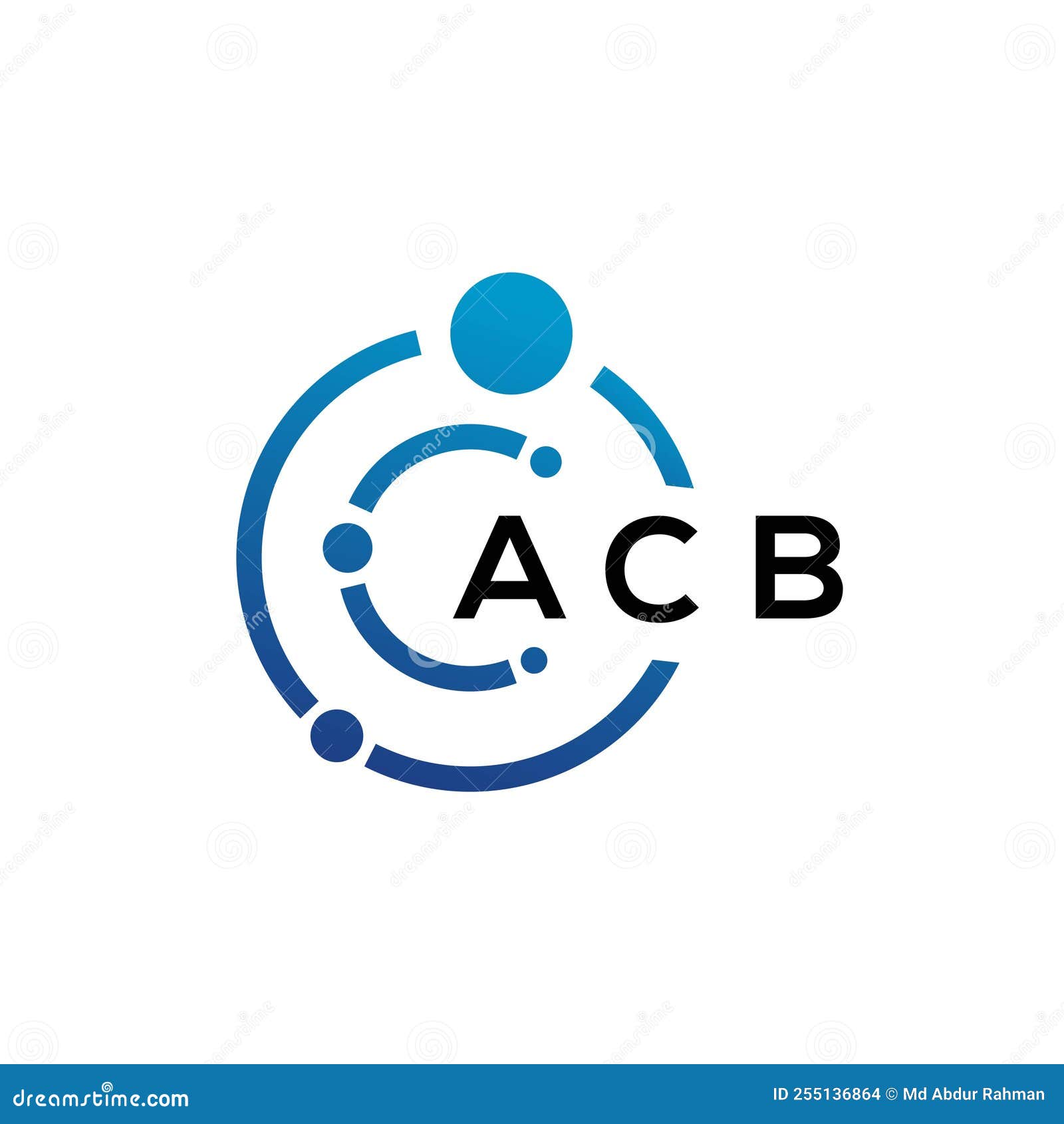 ACB Letter Logo Design on Black Background. ACB Creative Initials ...