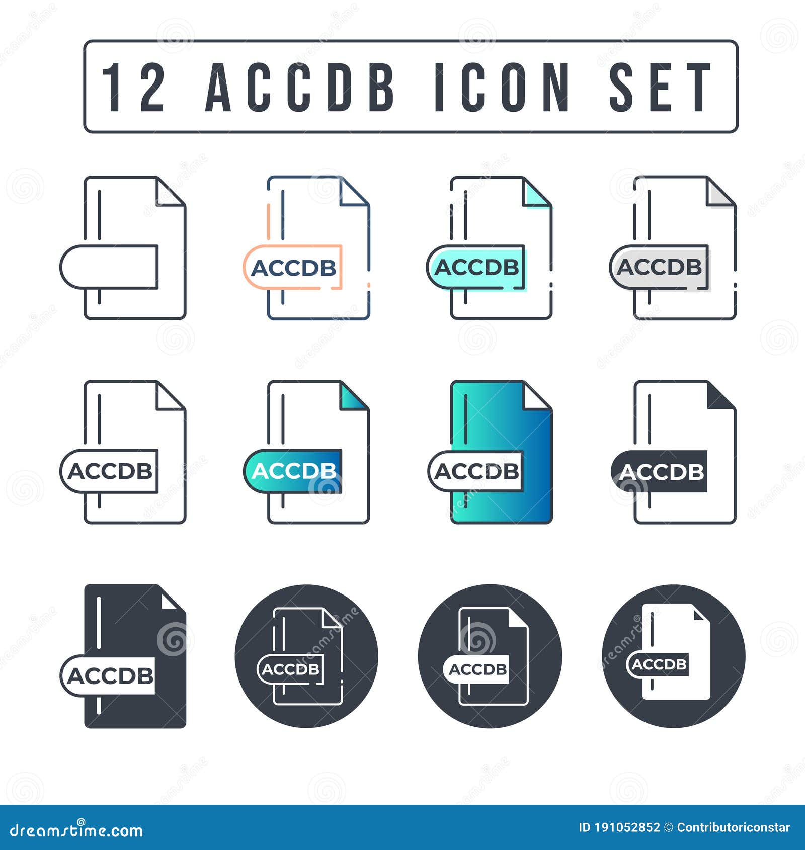 Accdb File Format Icon Set 12 Accdb Icon Set Stock Vector